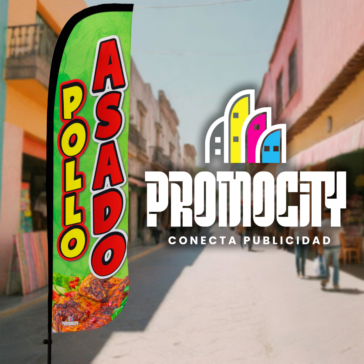 Bandera Pollo Asado Verde - Promocity